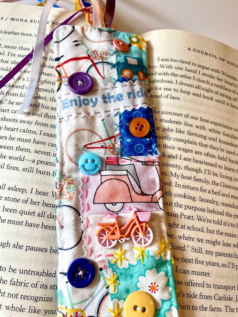 Bicycle Enjoy the Ride Slow Stitched Embroidered Bookmark - Etsy