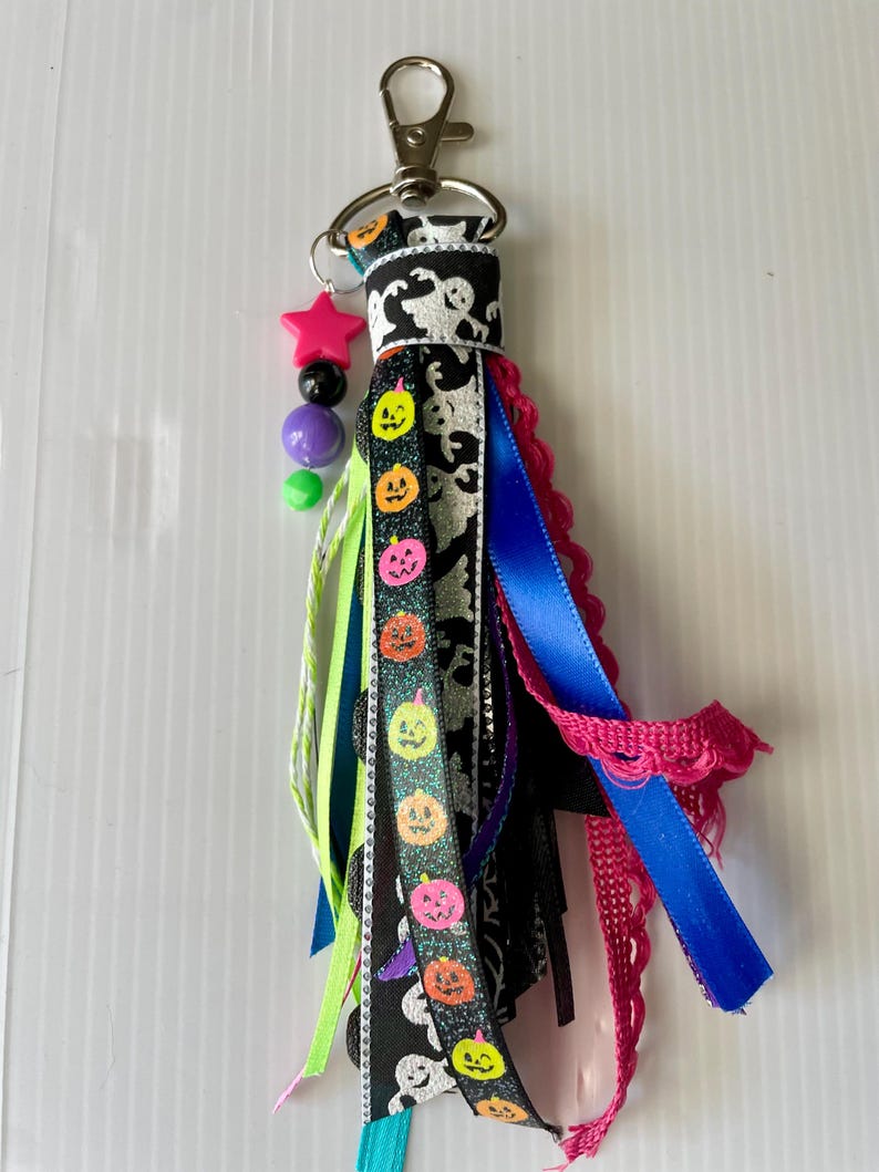 Halloween Ghost Ribbon Tassel Inspired for Keychains, Junk Journals ...