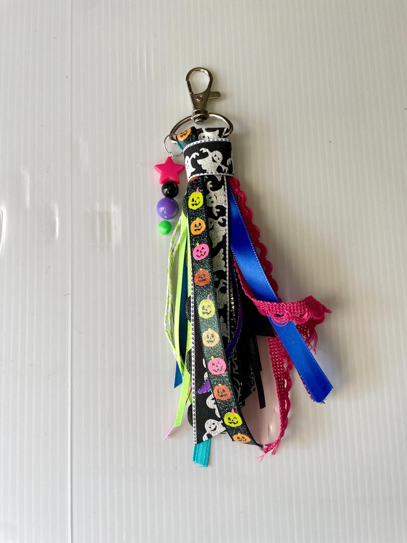 Halloween Ghost Ribbon Tassel Inspired for Keychains, Junk Journals ...