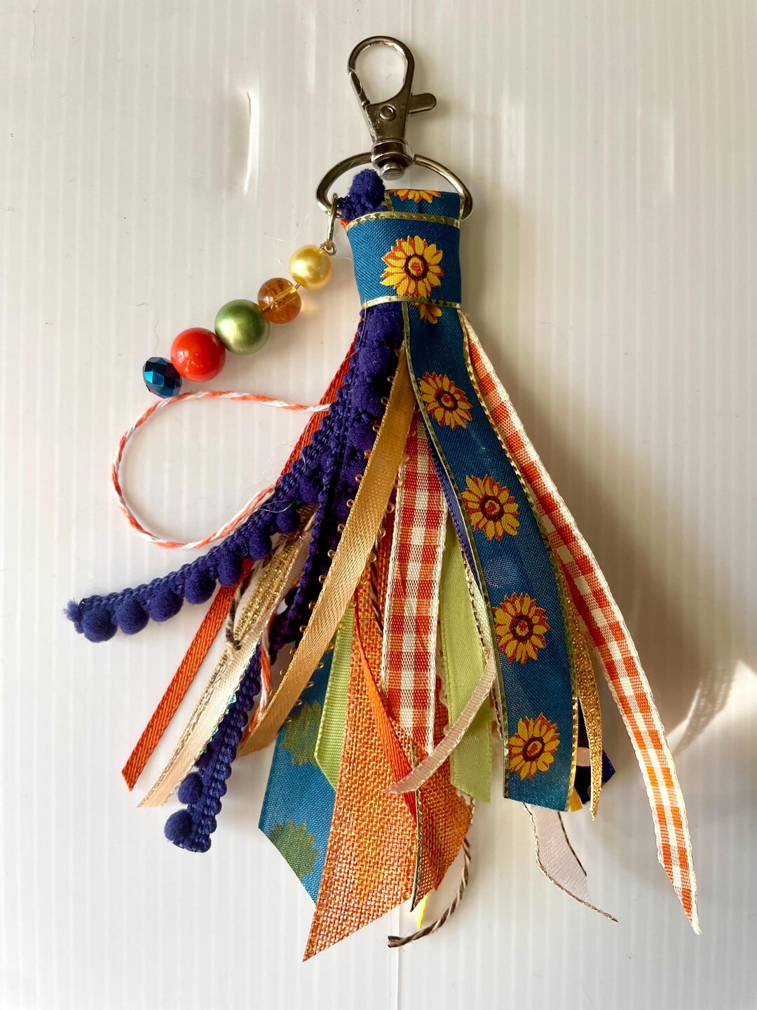 Autumn Sunflower Ribbon Tassel for Keychains, Junk Journals, Bag/purse ...