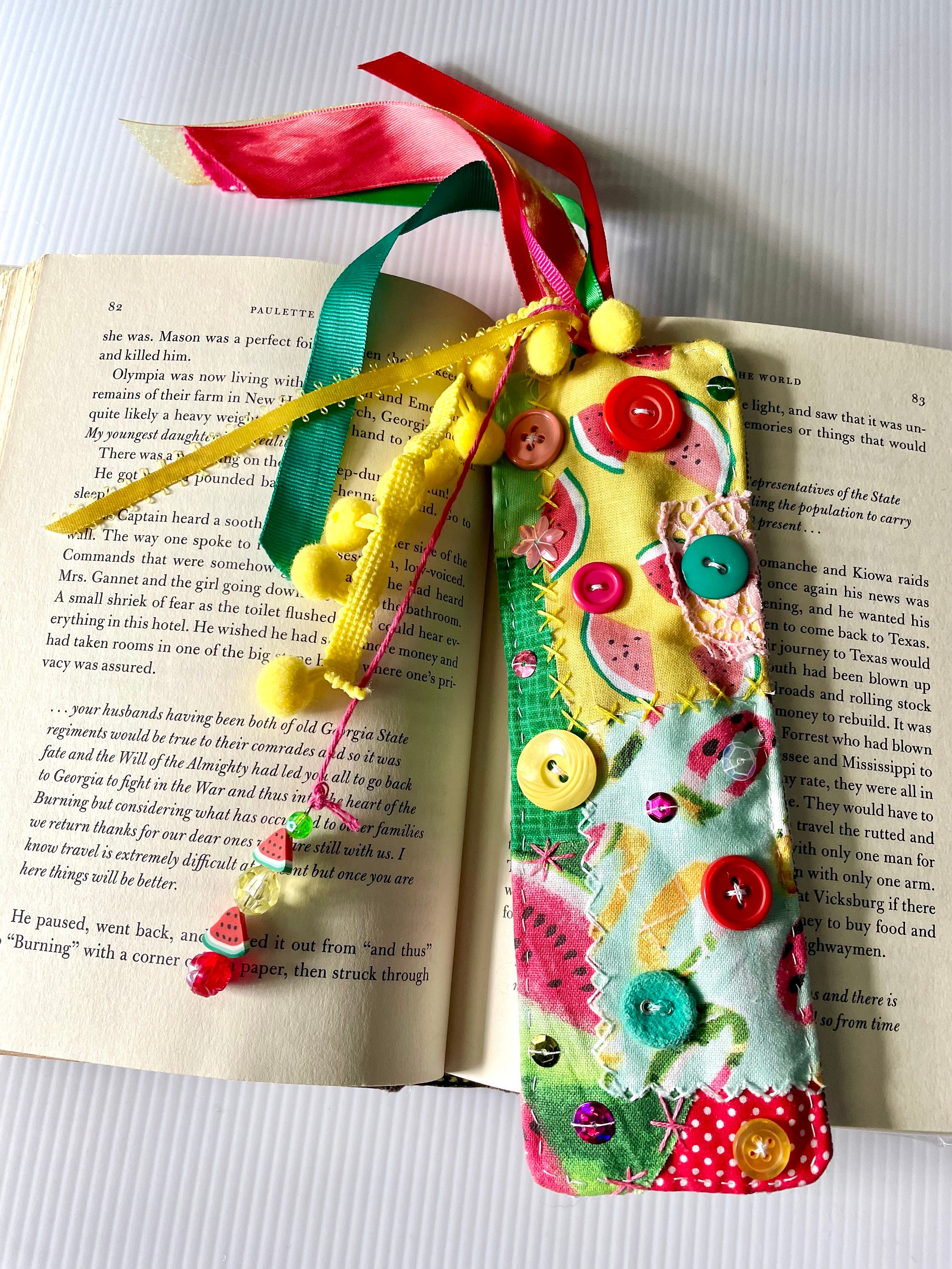 Watermelon Slow Stitched Embroidered Bookmark - Etsy