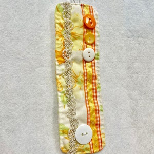 Vintage Linens Fabric Cuff Bracelet Boho Fashion With Button ...