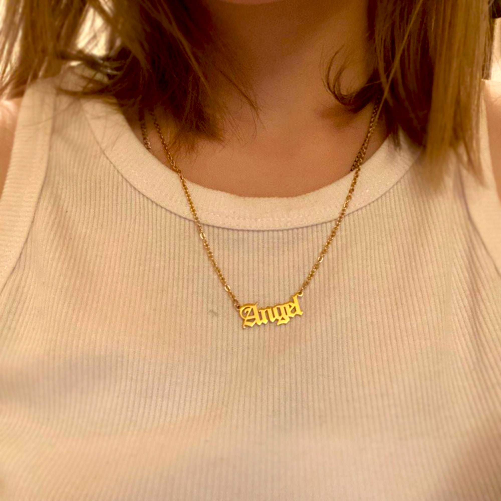 Angel Name Necklace angel jewelry for women angel pendant - Etsy 日本