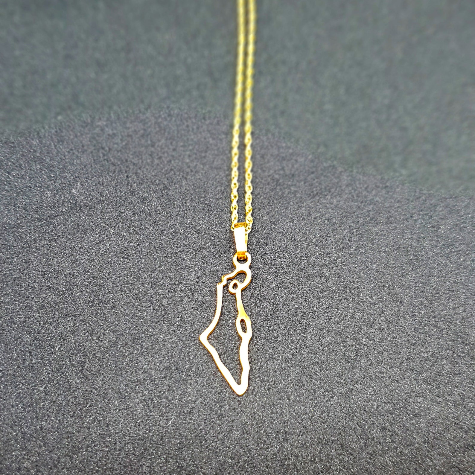 Gold Israel Map Necklace Geometric Israeli Map Necklace Jewelry Made in ...