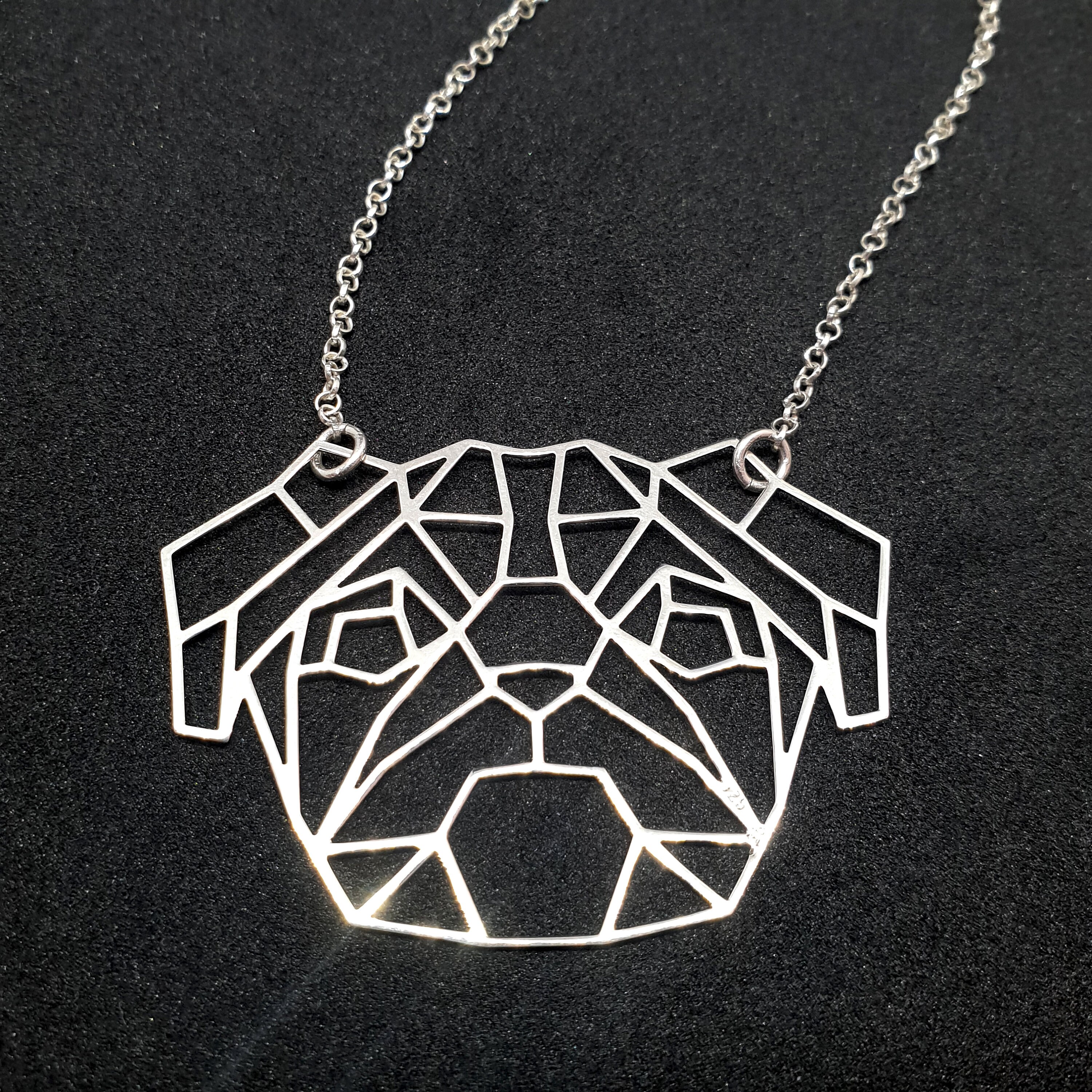 Silver Pug Necklace Dog Memorial Gift Geometric Pug - Etsy