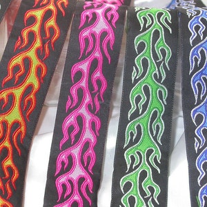Jacquard Ribbon 1 1/2" (38MM) Flame Design Choice of 6 Colors Polyester ...