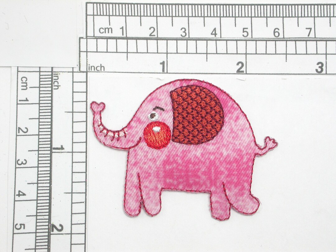 Pink Elephant Rosy Cheek Patch Embroidered Iron on Applique Measures 1 ...