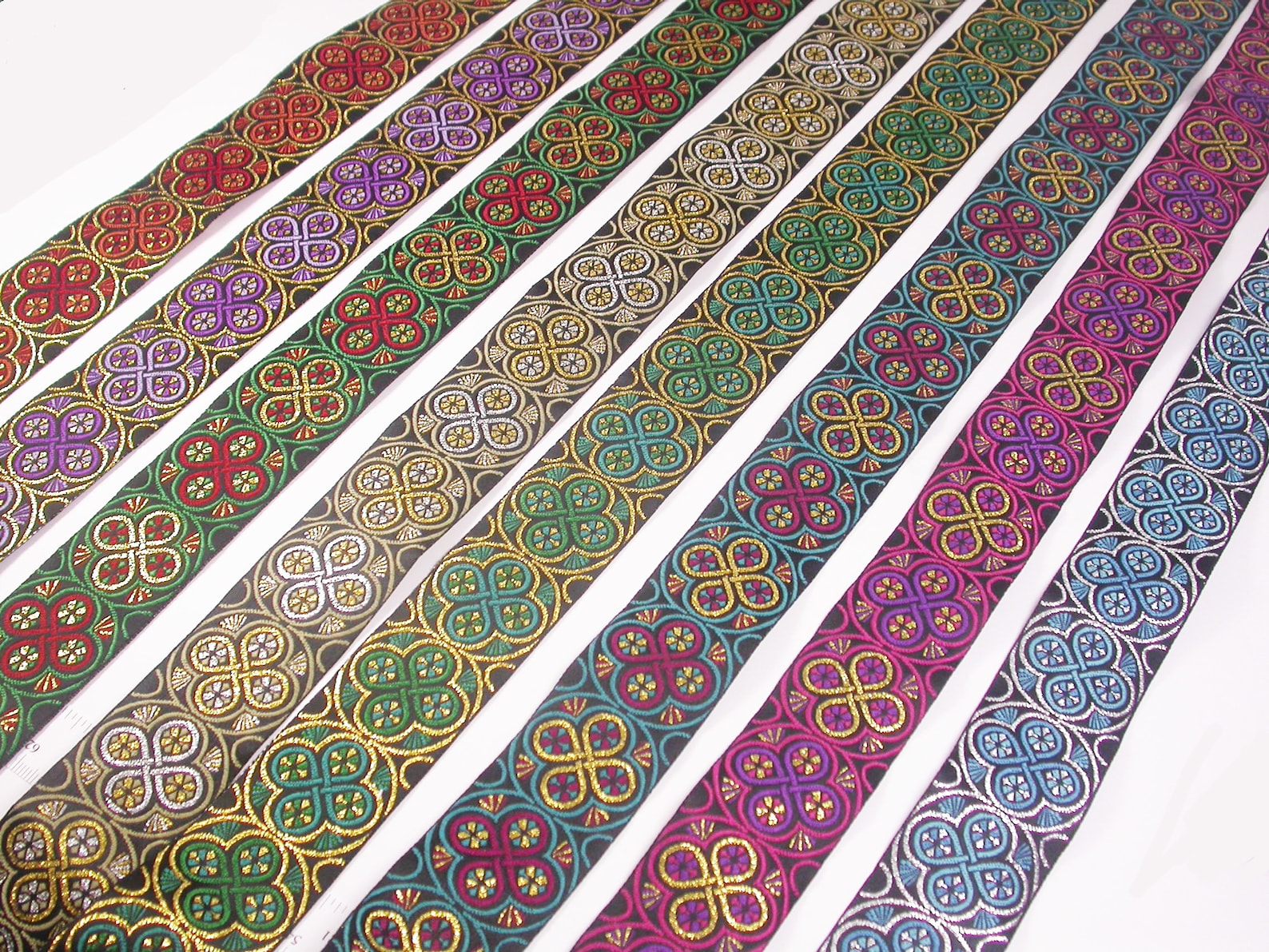 Jacquard Ribbon 1 3/8" (35mm) Radiant Rings Choice of 8 Colors ...