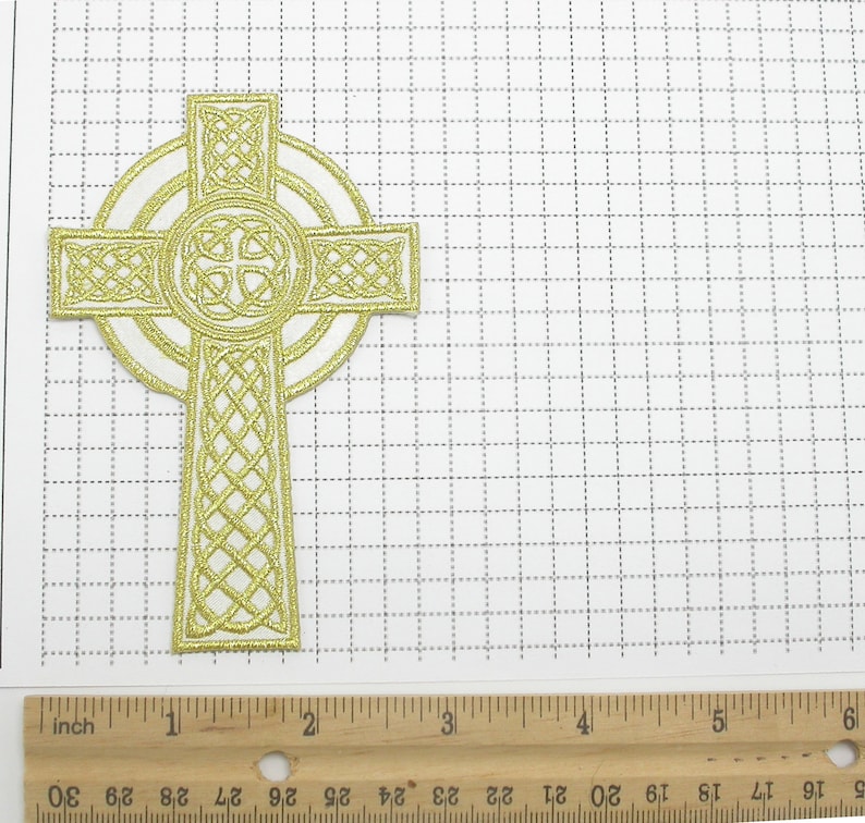 Celtic Cross Iron on Patch: Embroidered Applique (4 1/4" X 2 3/4") - Etsy