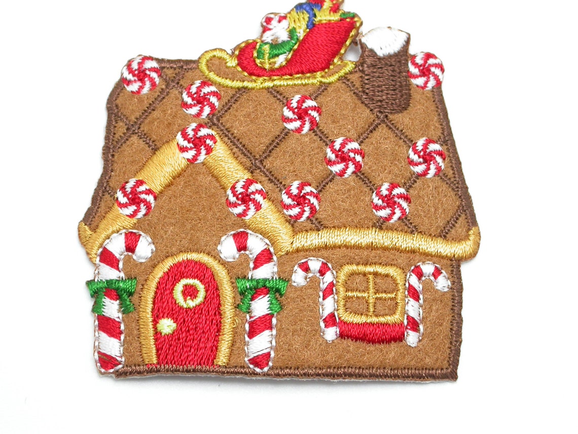Gingerbread House Iron on Patch Applique Embroidered - Etsy