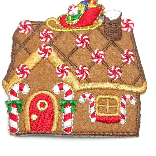 Gingerbread House Iron on Patch Applique Embroidered - Etsy