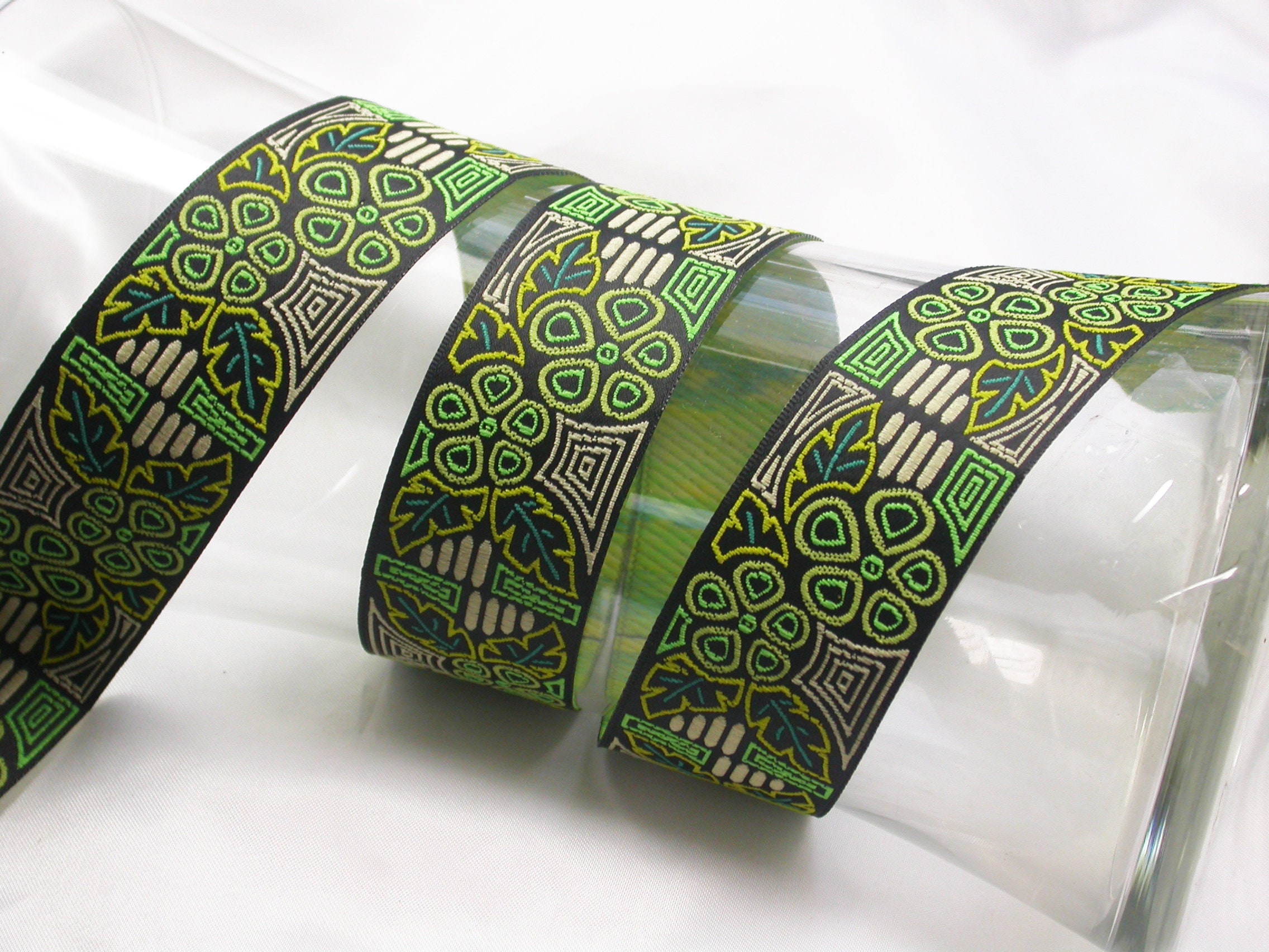 Jacquard Ribbon 1 5/16" (33MM) Hibiscus Choice of 4 Colors Polyester 3 ...