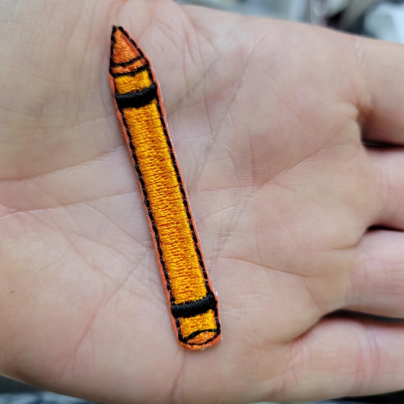 Crayon Iron on Patch Applique Fully Embroidered 2 1/2" Primary Colors ...
