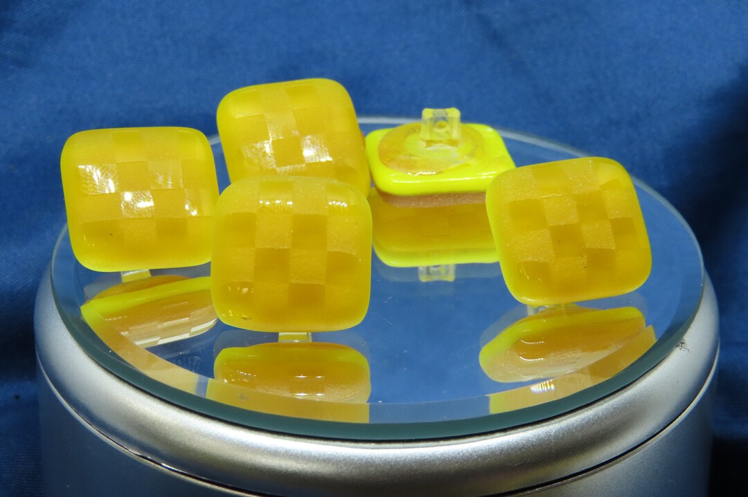 Button Dichroic Glass Mustard Checker Etched 18.1mm Shank per Piece - Etsy
