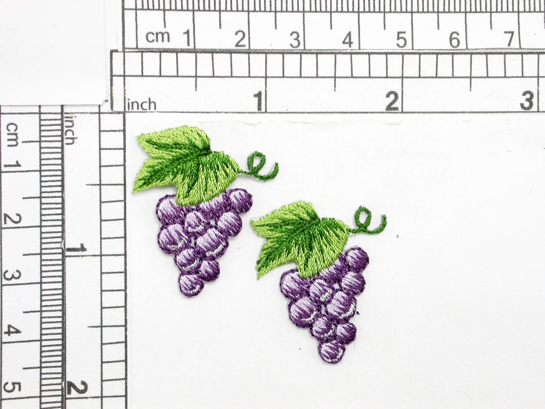 2 X Bunch of Grapes Embroidered Iron on Applique Measures 1 3/16" High ...