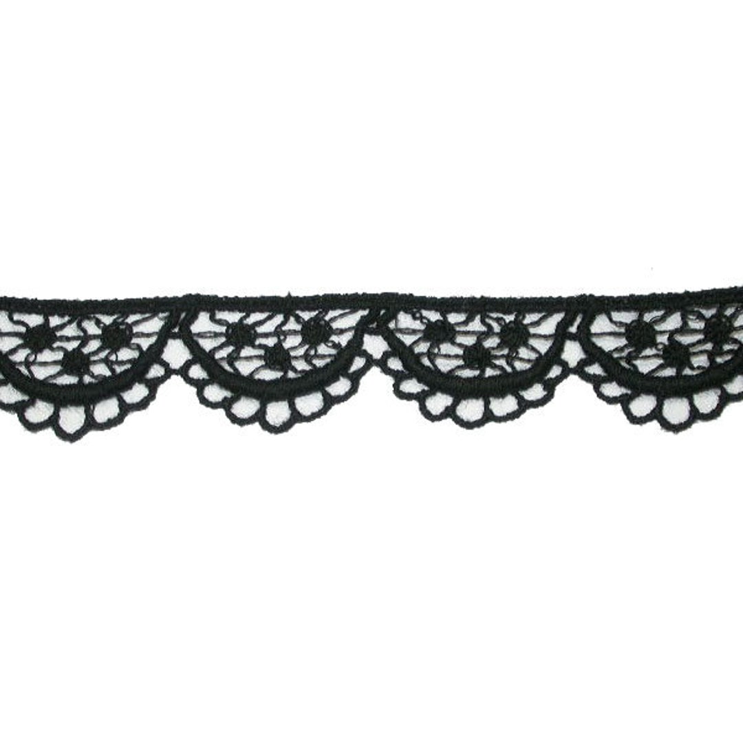 Venise Lace 3/4" (19mm) Black Scalloped Edge 5 Yards Machine Wash Cold ...
