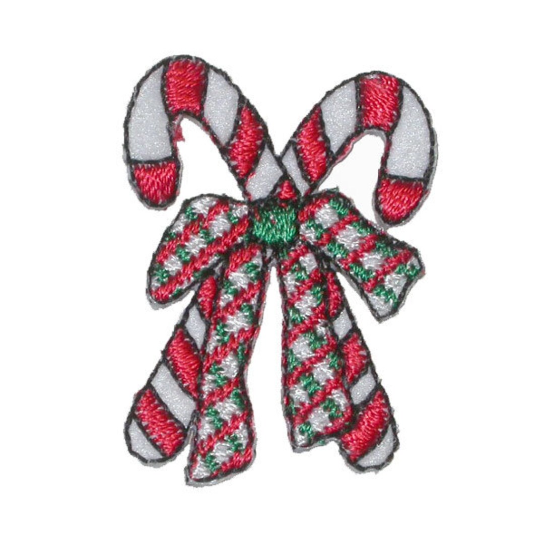 Candy Canes Iron on Patch Applique Embroidered on a Felt Backing ...