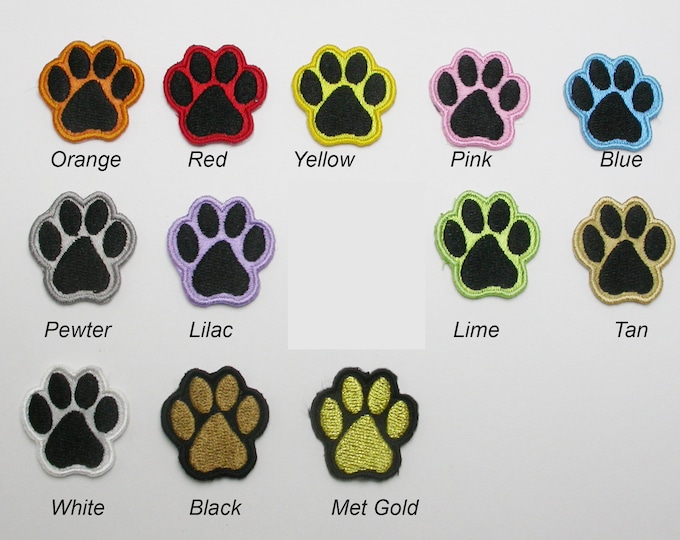 Paw Print Patch, 2 Inch Any Color Combo Custom Made F33B - Etsy