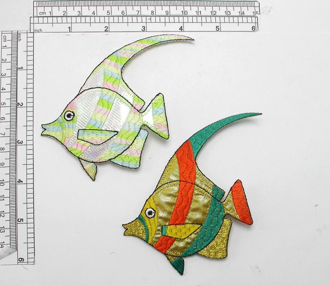 Tropical Fish Large Fin Iron on Patch Applique Measures 4" Across X 4 1 ...