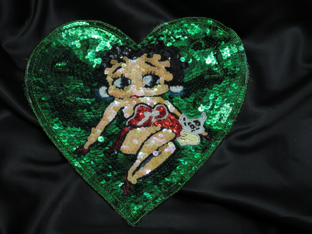 Betty Boop Sequin & Bead Patch Large 6" or 11" High Vintage Rare Sp061 ...