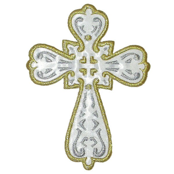 Cross Iron on Patch Embroidered Applique - Sacred Heart 2 Colors 2 ...