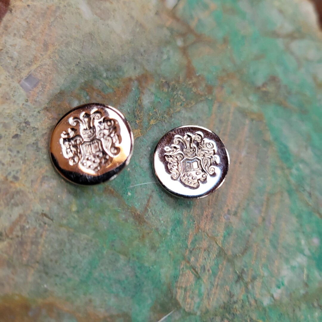2 Silver Metal Coat of Arms Military Shank Buttons 15.9mm - Etsy