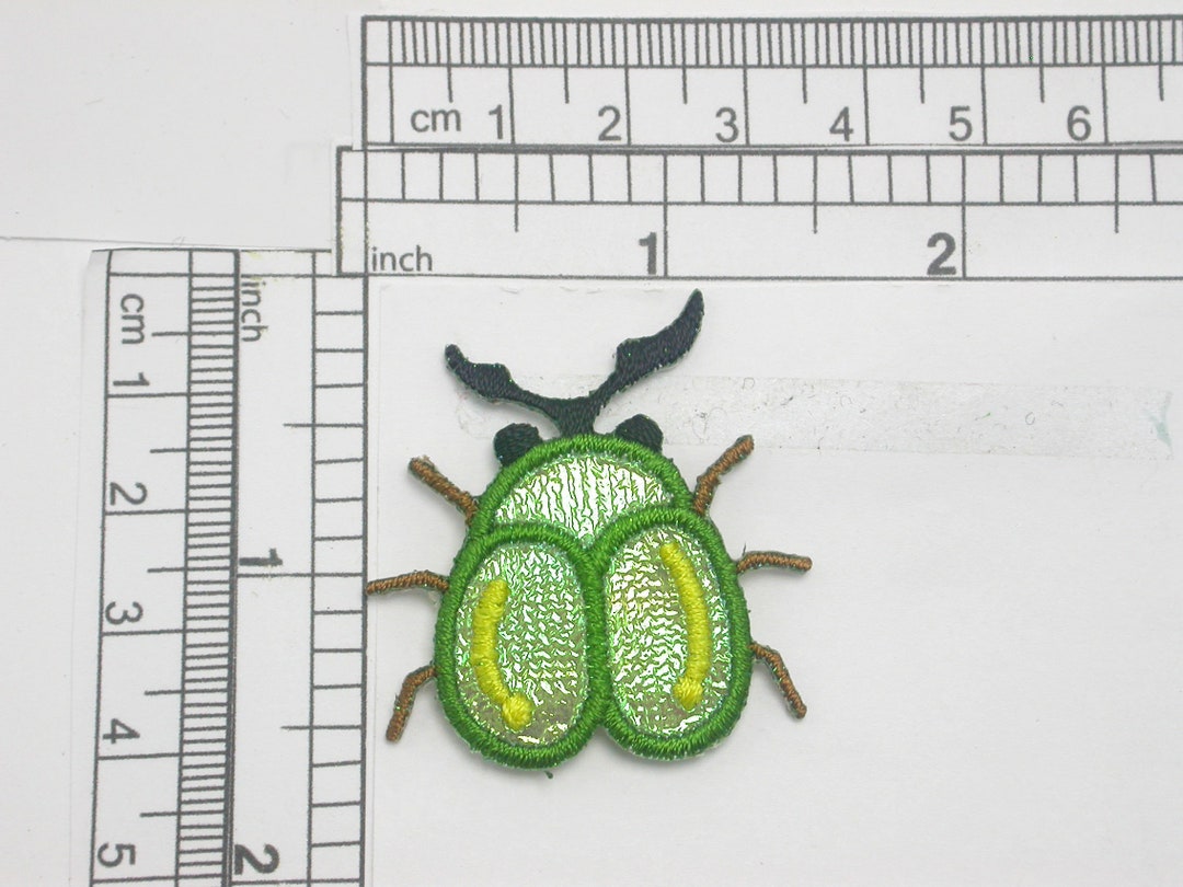 Beetle Patch Sparkle Iron on Patch Applique Measures 1 7/16" X 1 7/16 ...