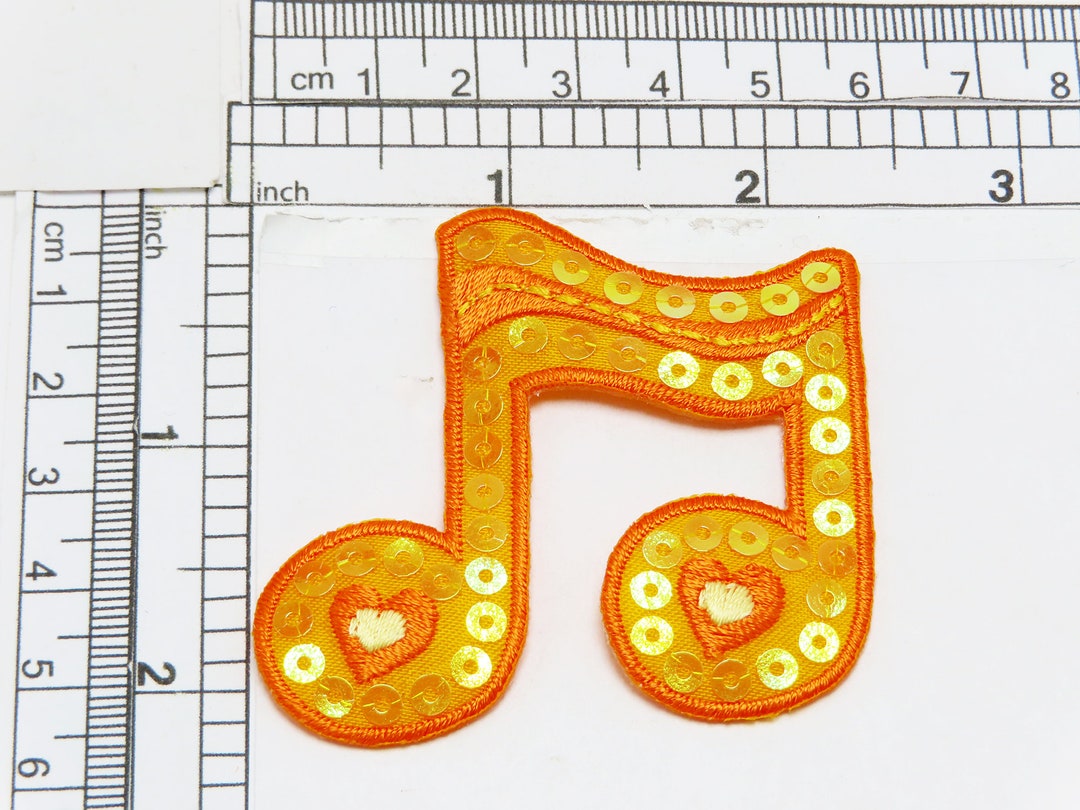 Music Note Patch Sequin Orange Measures 2 3/8" Across X 2 1/4" - Etsy