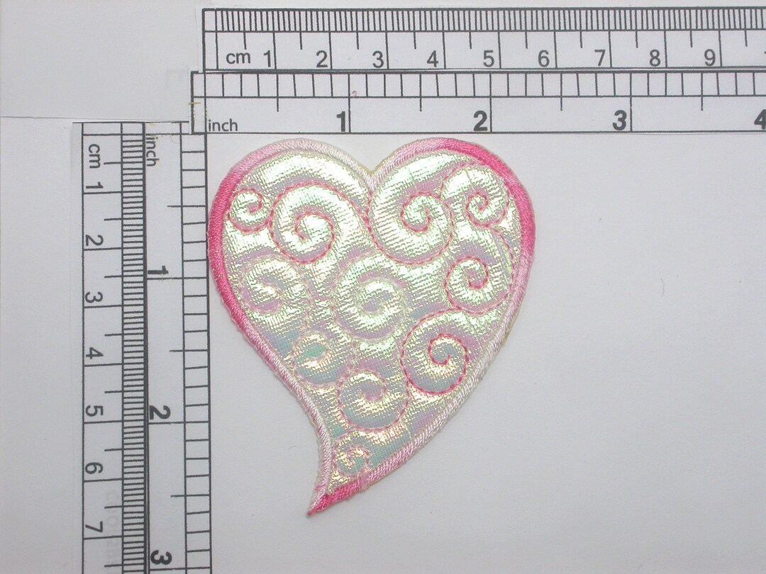 Heart Funky Heart Patch Holographic Embroidered Iron on Patch Applique ...