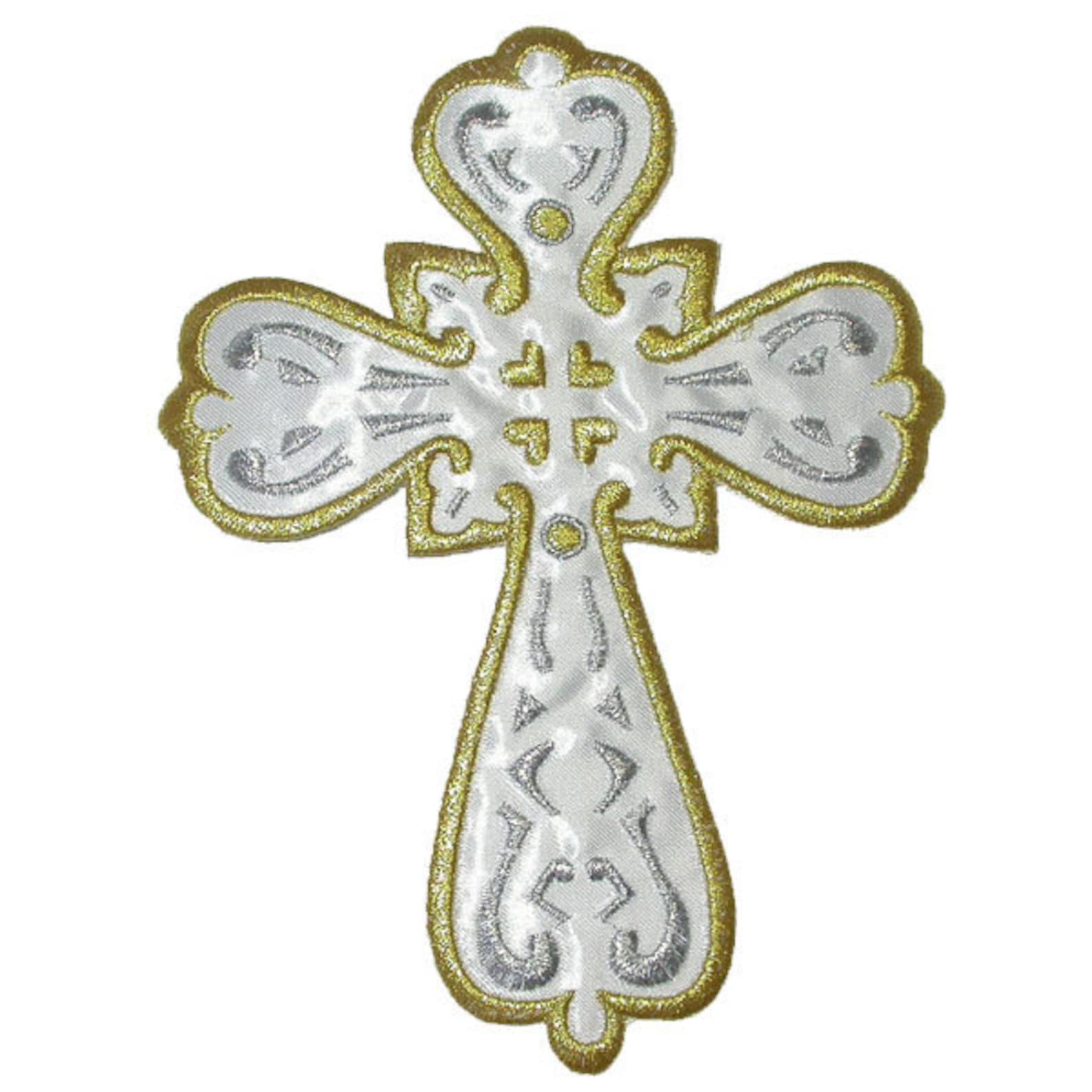 Cross Iron on Patch Embroidered Applique Sacred Heart 2 - Etsy