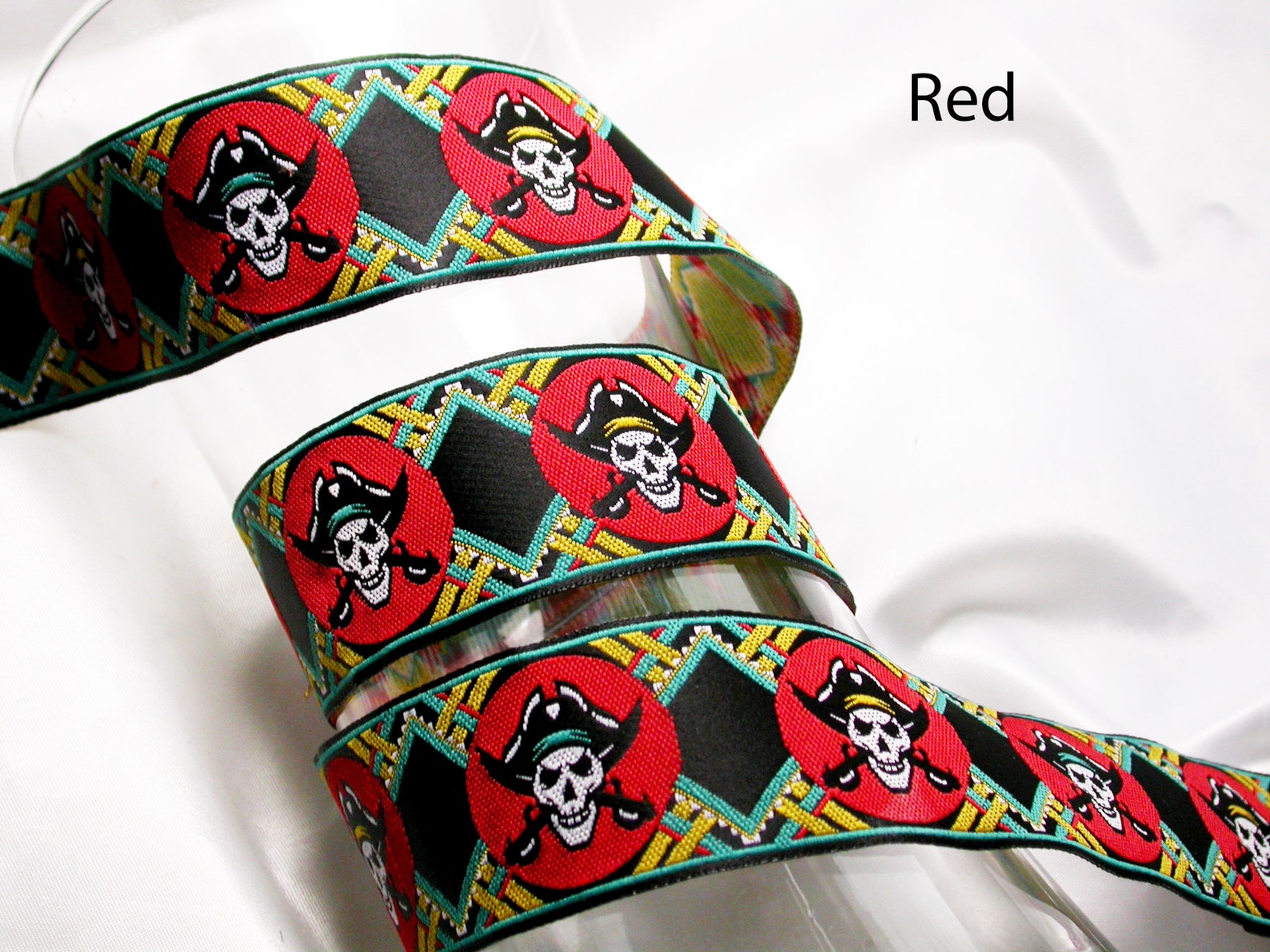 Jacquard Ribbon 1 1/2 38MM Pirates Choice of 5 Colors | Etsy