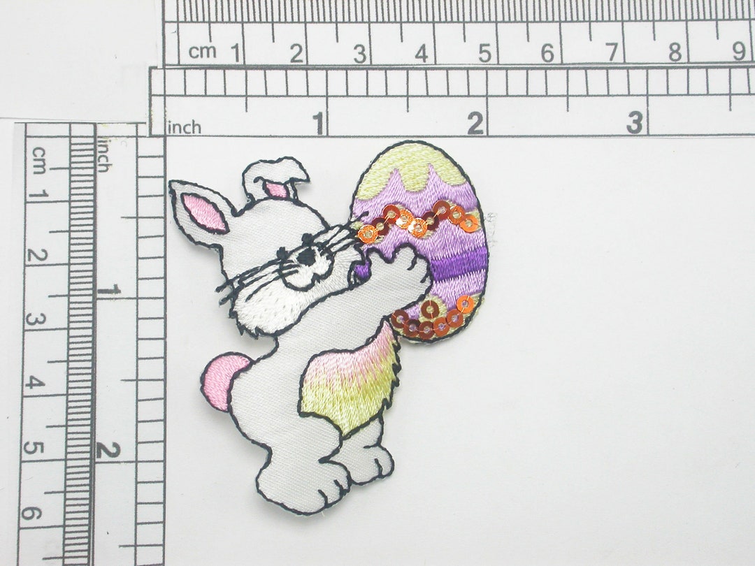 Easter Bunny With Egg Patch Embroidered Iron on Applique - Etsy