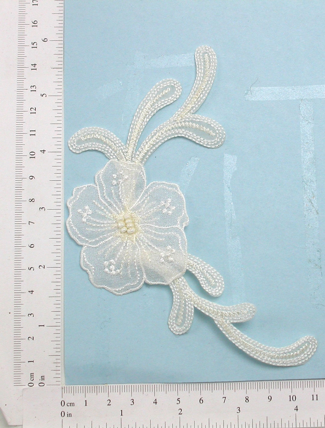 Bridal White and Ivory Flower Spray Beaded - Embroidered Iron on ...
