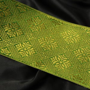 Wide Jacquard Ribbon 4" 102mm Metallic Gold Detailed Diamond Woven ...