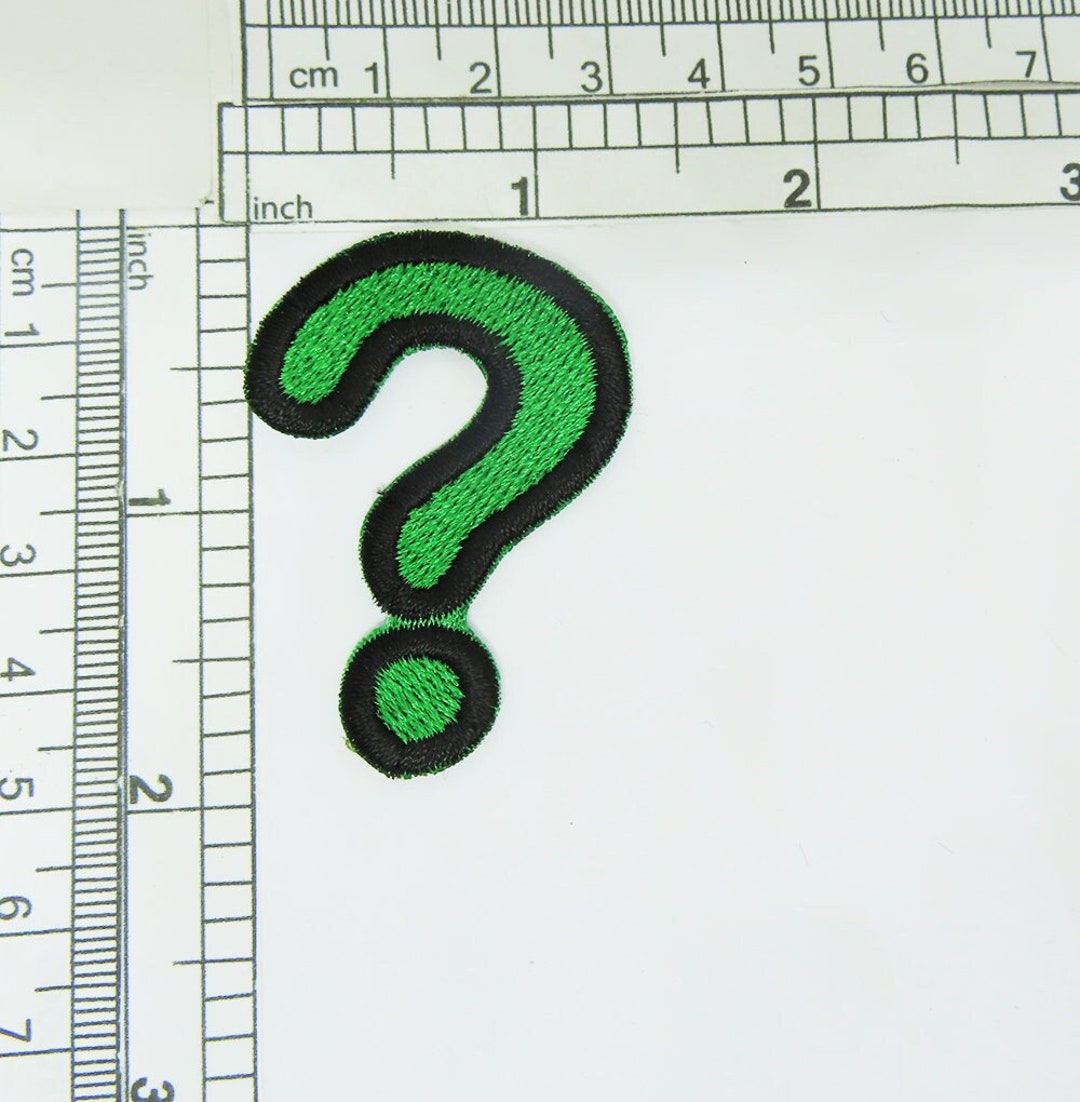 Green Question Mark Iron on Patch Applique Riddler Measures 47mm X 32mm ...