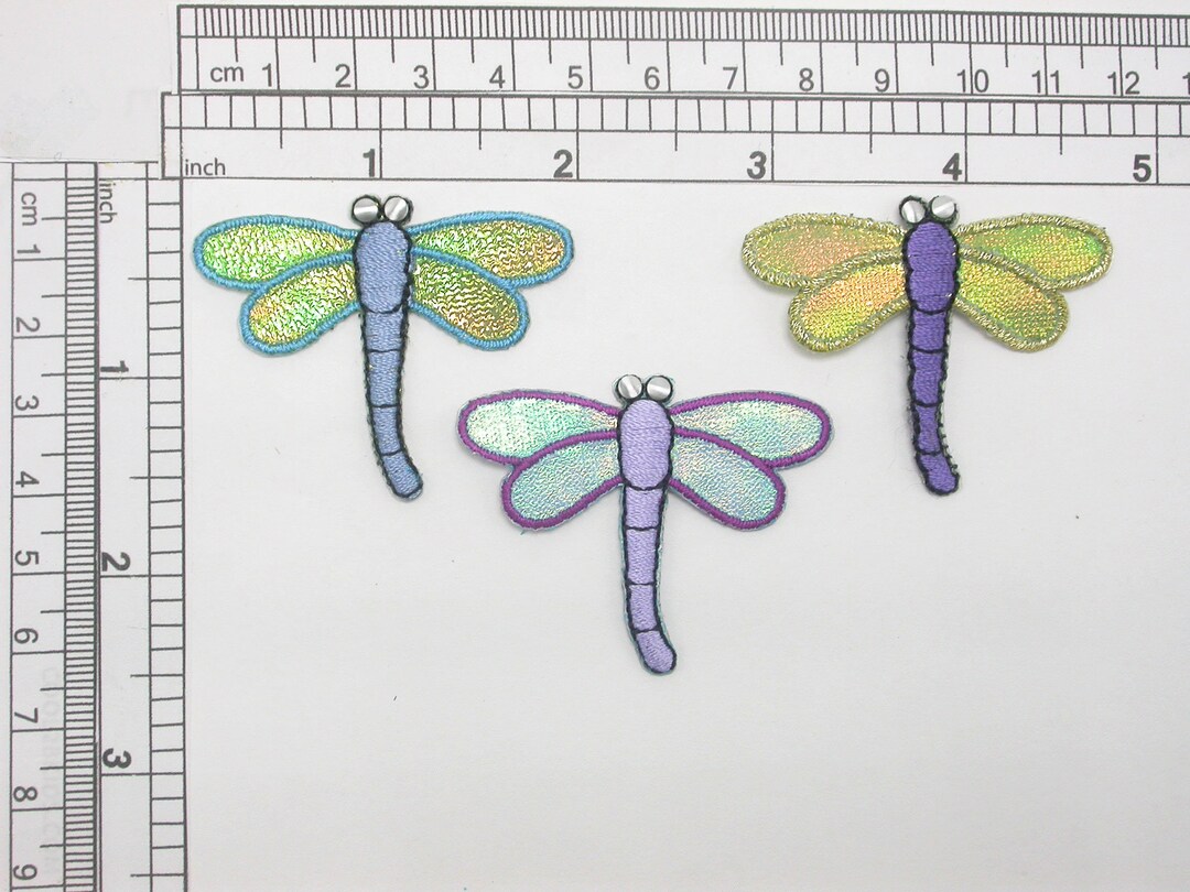 Dragonfly Patch Sparkle Wing Iron on Embroidered Applique 2" X 1 9/16 ...