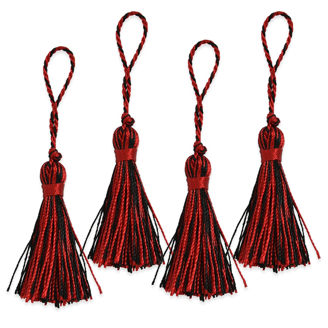 Tassels 2" Drop (50mm) With Loop Red & Black 4 Piece Pack - Etsy