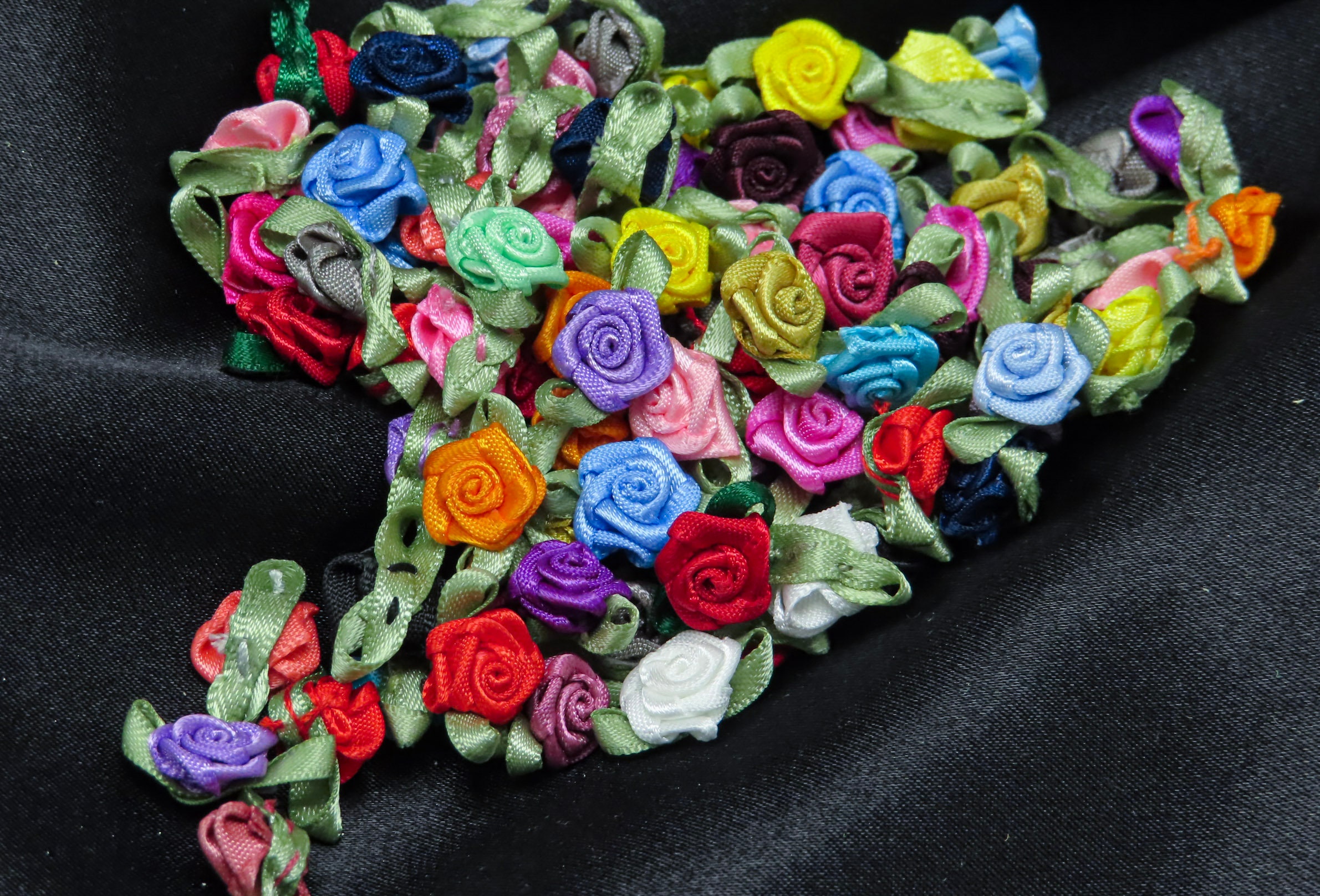 Mini Ribbon Roses With Leaf 3/8 10mm X 5/8 - Etsy