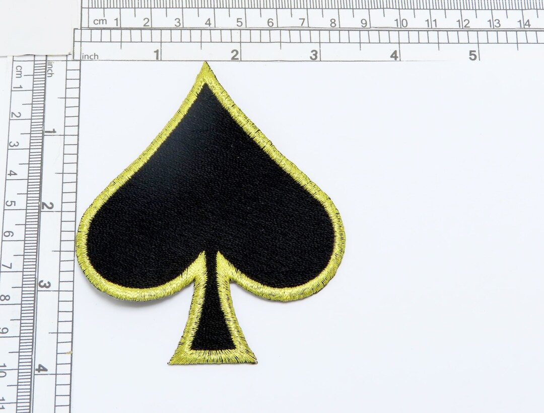 Black Poker Ace Spade With Gold Border Fully Embroidered Measures 3 7/8 ...