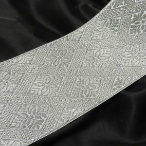 Wide Jacquard Ribbon 4" 102mm Metallic Gold Detailed Diamond Woven ...