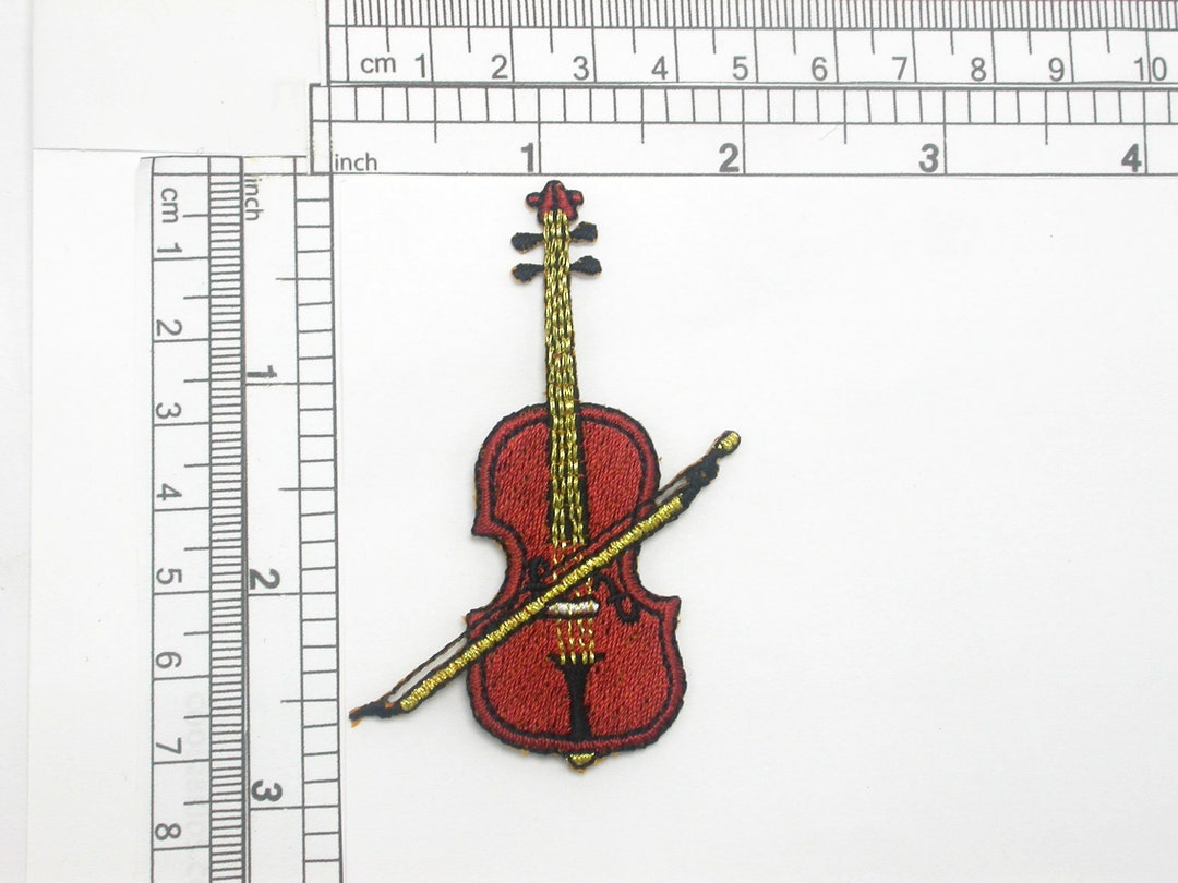 Violin Fiddle Iron on Embroidered Patch Applique Measures 2 7/8" High X ...