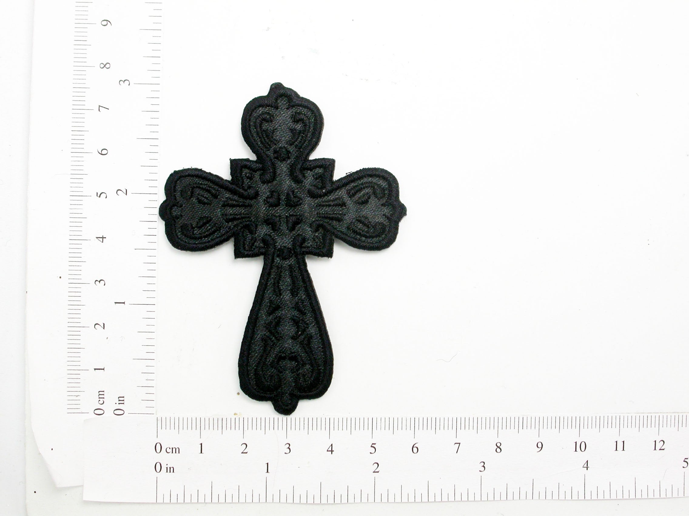 Black Cross Patch Iron On Embroidered Applique Measures | Etsy