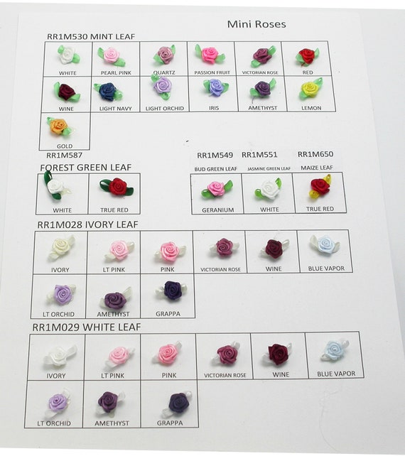 Mini Ribbon Roses with leaf 3/8 10mm x 5/8 | Etsy