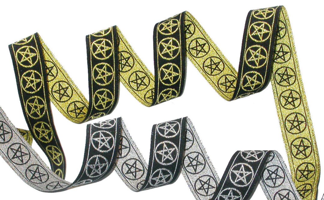 Pentacle Wiccan Jacquard Ribbon 1" Metallic *colors* 3 Yards & Up - Etsy