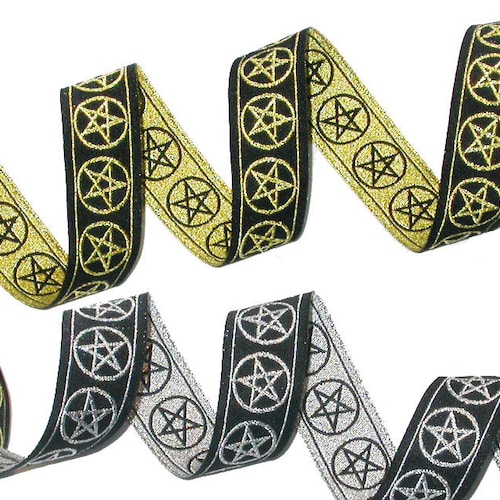 Pentacle Jacquard Ribbon 1 Multi Metallic colors 3 - Etsy