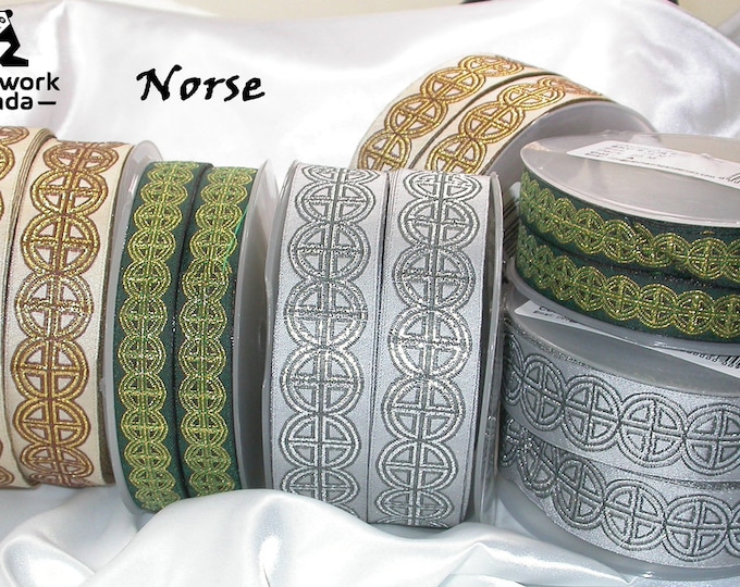 Jacquard Ribbon 1 25mm Metallic Norse Viking Nordic - Etsy