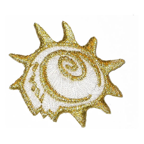 Conch Seashell Metallic Iron on Applique Fully Embroidered - Etsy