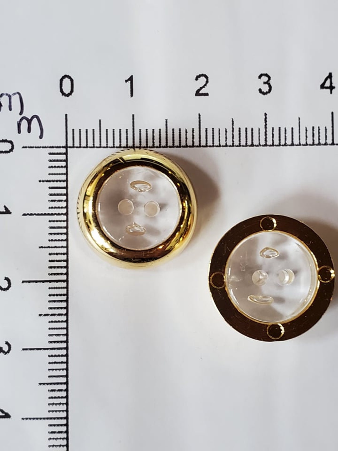 6 X Button Clear Chunky With Gold Color Bezel 18mm X 5mm 2 Hole - Etsy