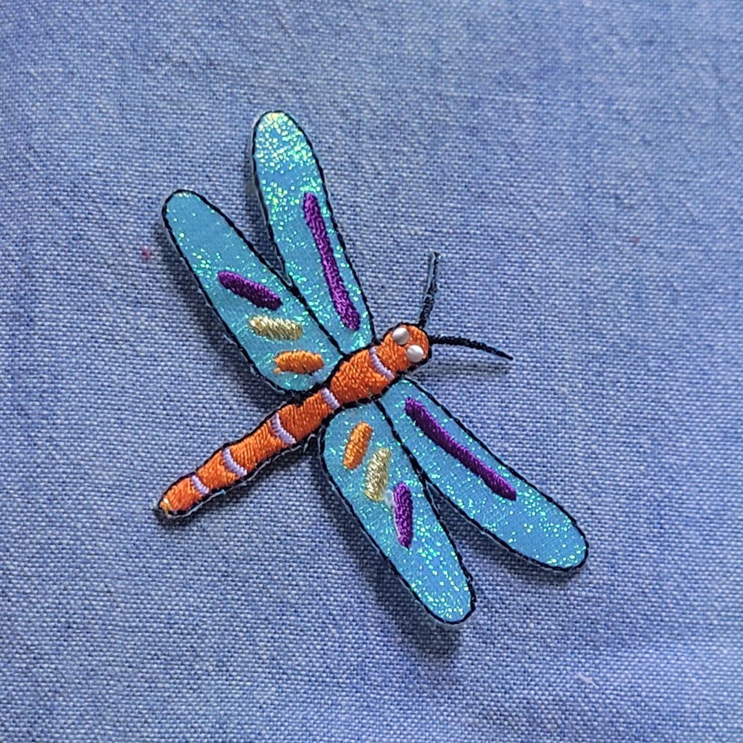 Dragonfly Patch Sparkle Wings Iron on Embroidered Applique - Etsy