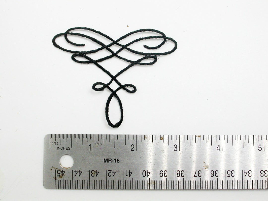 Decorative Tattoo Style Swirl Black Iron on Patch Applique 3" X 2 5/8 ...